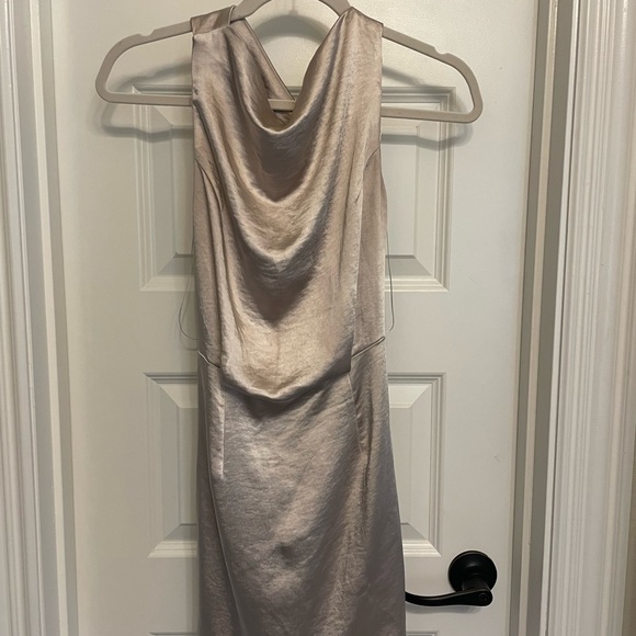 Dresses | Tan Mini Dress With Cow Neck And Bodycon Skirt | Poshmark